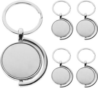 Amosfun Lot de 5 Porte-cl&eacute;s Ronds en Acier Inoxydable &agrave; Sublimation Rotation 360&deg; - Porte-cl&eacute;s Vierges &agrave; Sublimer par Transfert Thermique, Accessoires Pratiqu