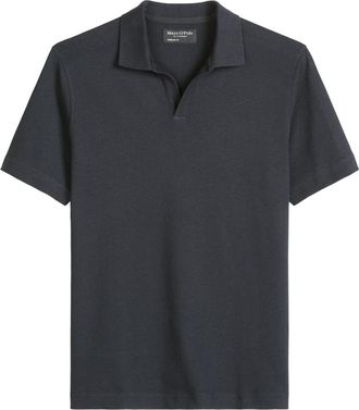 Marc O'Polo Strick-Poloshirt aus Baumwolle und Leinen mit Variokragen, Regular Fit in