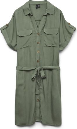 Vero Moda Damen Vmbumpy Ss Short Shirt Dress WVN Ga Noos, Laurel Wreath, X-Large
