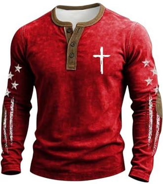 Generic Sweat-shirts pour homme avec imprim&eacute; croix, manches longues, demi-boutons, col en V, ample, doux, extensible, pour lint&eacute;rieur et lext&eacute;rieur, athl&eacute;tiqu