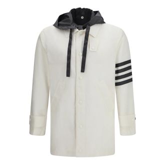 Thom Browne Ripstop 4-Bar Unconstructed Relaxed &Uuml;bermantel - - Jackets - Herren - Wei&szlig; - L