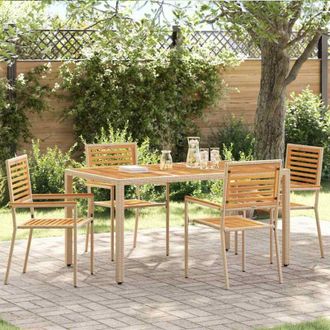 vidaXL Garten Stapelst&uuml;hle 4 pcs Braun, Beige Vidaxl