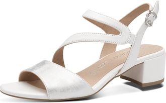 Marco Tozzi Damen Sandalen mit Absatz mit Lederanteil Elegant, Weiß (White Comb), 40 EU