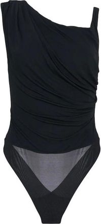 Elisabetta Franchi Femme, Tops, Noir, Taille: 42 FR Body en jersey avec d&eacute;tail de bijou &agrave; l&eacute;paule
