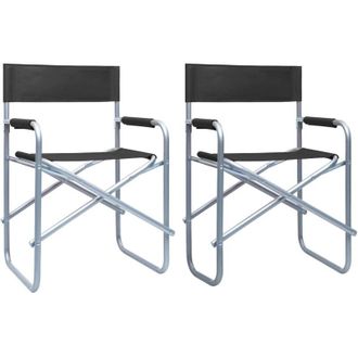 vidaXL Vidaxl - Chaises de metteur en sc&egrave;ne lot de 2 Acier Noir