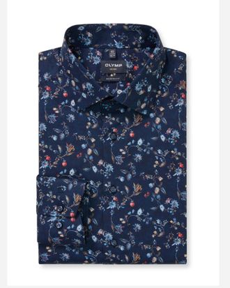 Olymp Luxor, Modern Fit, Baumwollhemd mit floralem Print in