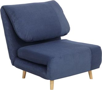 HOMCOM 2-in-1 Schlafsofa Schlafsessel Verstellbar Klappmatratze Gästebett im Cord-Optik, für Schlafzimmer, Wohnzimmer Blau 82 x 89 x 83 cm - Homcom