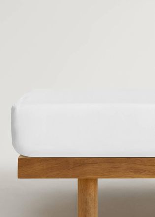 Mango Drap-housse berceau percale de coton d&eacute;tail surjet&eacute; blanc - Home - 60x120x15cm - MANGO HOME