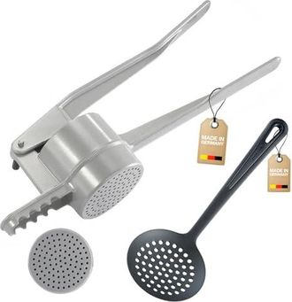 Westmark Set de Sp&auml;tzle, 2 pi&egrave;ces, 1 Presse &agrave; sp&auml;tzle/Pommes de Terre avec perforation ronde, Presse &agrave; Sp&auml;tzle + 1 Louche, Gentle, Aluminium moul&eacute; sous pressio