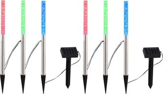 ETC Shop LED 6er Set Au&szlig;en Solar Leuchten IP44 Farbwechsler bunt Terrasse Garten Beleuchtung Veranda Deko Lampe