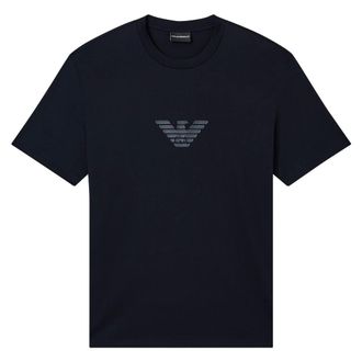 Emporio Armani Homme, Tops, Bleu, Taille: XL T-shirt en jersey Pima avec logo imprim&eacute;