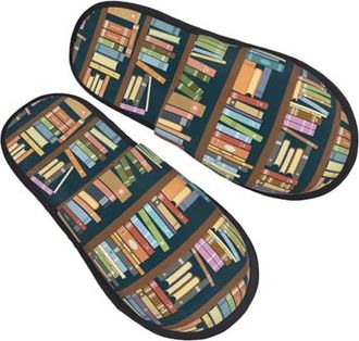 Generic Classiques Pantoufles en Feutre Des &eacute;tag&egrave;res remplies de livres Maison Pantoufles Unisex Chaussons en Peluche pour Homme Femme Hiver M