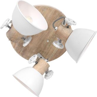 Steinhauer Mexlite - spot - Gearwood - weiß - metall gummibaumholz - ø 38cm