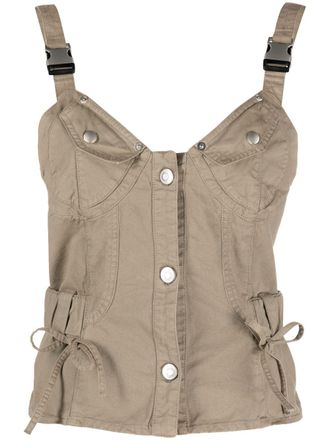 Coperni haut-corset &agrave; d&eacute;tails de boucles - Vert