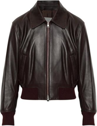 Ami Veste en cuir avec col - Femme - Vestes - Rouge - Taille: 38 FR
