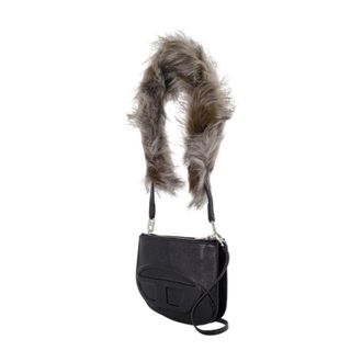 Diesel Womens Calfskin Leather Crossbody Bag Black