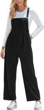 Cupshe Salopette en velours c&ocirc;tel&eacute; pour femme - Sans manches - Jambes larges - Pour lautomne et lhiver - Avec poches, Noir, XL