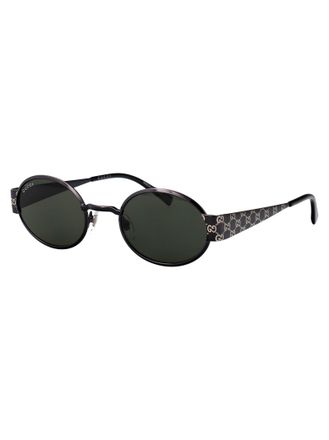 Gucci GG1854S Oval Metal Frame Sunglasses - Gray