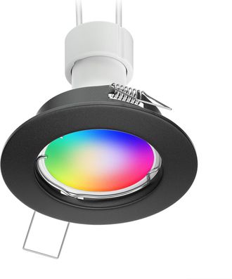 LEDs Com Decken-Einbaustrahler FERE Einbaurahmen schwarz matt inkl. Smart Home RGBW GU10 LED Lampe, 5,41W, 473lm
