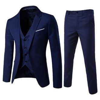 Generic Ensemble de costume pour homme - Coupe ajust&eacute;e - Solide - Formelle - Costume professionnel - Robe de mari&eacute;e - Groomsman Cblazer - Gilet Panto, 1 bouto