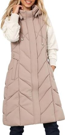 Generic Vestes dhiver 2026 pour femme - Doudoune isol&eacute;e et chaude - Veste &agrave; capuche sans manches avec fermeture &eacute;clair - Pour temps froid et confort, kaki, 3X