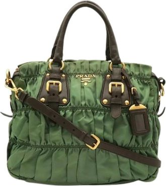 Prada Pre-owned Tessuto Nylon 2way Tote Bag - Femme - Pre-owned - Vert - Taille: ONE Size