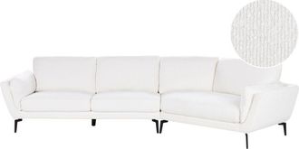 Beliani Sofa Wei&szlig; aus Boucl&eacute; Stoff 3-Sitzer mit Halber Ecke Gepolstert Minimalistisches Design Moderner Stil Polstersofa Stoffsofa Ecksofa Wohnzimmer