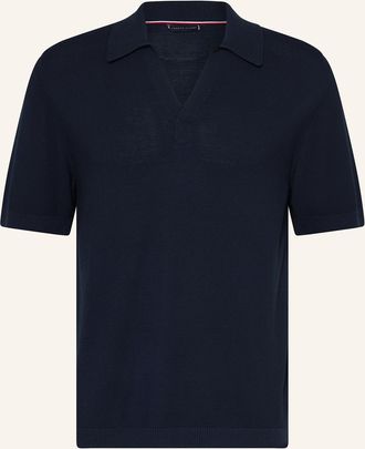 Tommy Hilfiger Strick-Poloshirt Regular Fit blau
