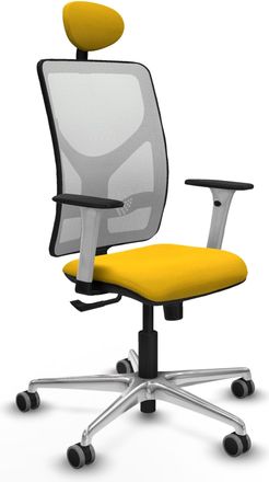 Piqueras y Crespo Isomalla Motilla Stuhl mit wei&szlig;en und schwarzen Armlehnen, h&ouml;henverstellbare Lendenwirbelst&uuml;tze und festes Kopfteil, ausgestattet mit 3 Positionen, We