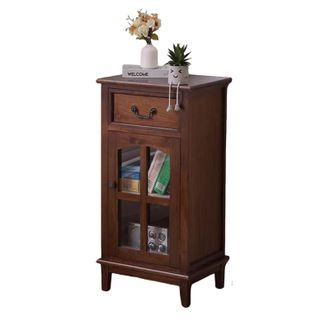 Generic K&uuml;chen-Sideboard mit Glasfront, Schubladen und verstellbaren Einlegeb&ouml;den Nachttisch for Schlafzimmer/Nischenm&ouml;bel for Wohnzimmer(Walnut)