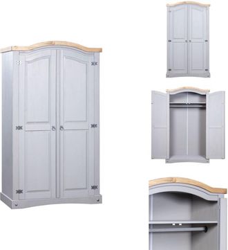 vidaXL Kleiderschr&auml;nke - Living Kleiderschrank Mexiko-Stil Kiefernholz 2 T&uuml;ren Grau
