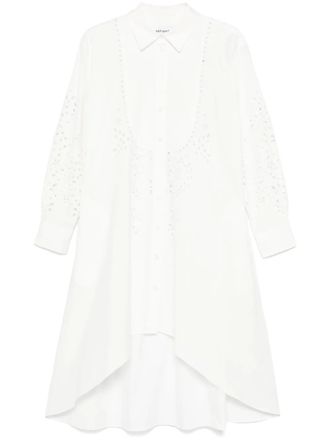 Self Portrait robe-chemise en coton à broderies - Blanc