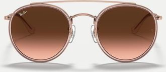Ray-Ban Round Sonnenbrille mit doppeltem Steg und braunen Gl&auml;sern in Kupfer