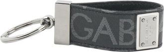 Dolce & Gabbana Homme, Accessoires, Noir, Taille: ONE Size Porte-cl&eacute;s en cuir avec plaque logo