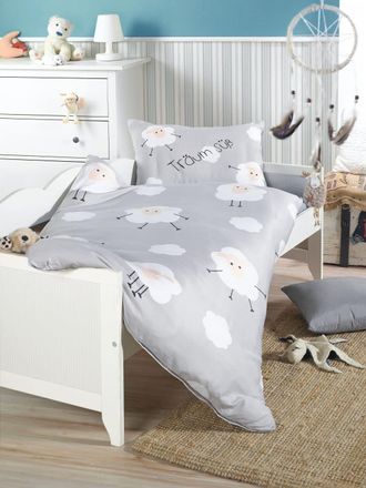 Soma Baby Mikrofaser Bettw&auml;sche 100x135 Kissenbezug 40x60cm Schafe Tr&auml;um s&uuml;&szlig;