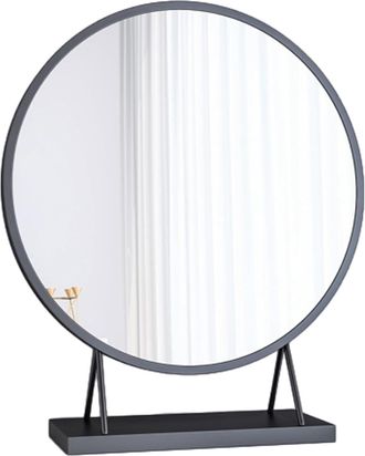 Generic Standspiegel Im Nordischen Stil Mit Metallrahmen und Fu&szlig; zur Dekoration Von Schminktisch, Badezimmer, Schlafzimmer und Wohnzimmer(Black,30CM)