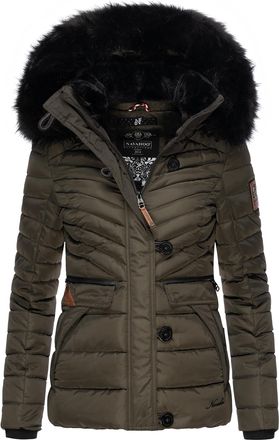 Navahoo Damen Winterjacke Steppjacke mit abnehmbarer Kunstfell-Kapuze Wisteriaa Anthracite Gr. S