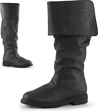 ORANDESIGNE Vintage Bout Rond Talon Chunky Bottes Médiéval Knight Pirate Bottes Mi-Mollet en Cuir PU Cowboy Bottes pour Hommes Bottes De Sport Décontractées en Pl
