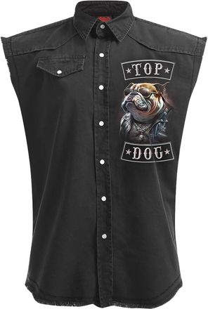 Spiral Top Dog M&auml;nner Weste schwarz M 100% Baumwolle Biker, Rockwear, Tiere & Haustiere
