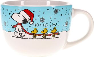 Silver Buffalo Peanuts Snoopy & Woodstock Ho Winter Holiday Keramik Suppentasse Schüssel für Eis, Müsli, Getränke - Fassungsvermögen: 680 ml
