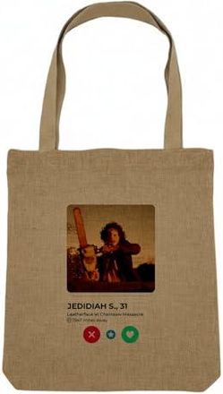 Fabulous Sac Shopping Tote Bag Aspect Lin - Jedidiah Sawyer Chainsaw Horror Social Network Dating - Sac de Courses Toile Epaisse 360g Beige Naturel Cabas Port&eacute;