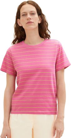 Tom Tailor Damen 1036772 T-Shirt, 31727 - Pink Sand Stripe, XL