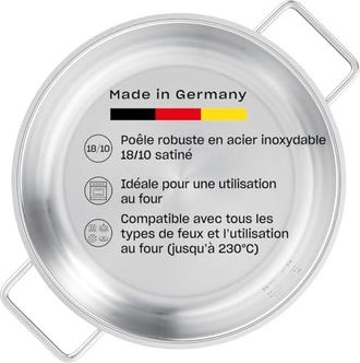 FISSLER Collection Pure Po&ecirc;le &Agrave; Servir En Acier Inoxydable (28 cm), Po&ecirc;le &Agrave; Frire Non Rev&ecirc;tue, Graduation Int&eacute;rieure, Bord Haut, Compatible Induction