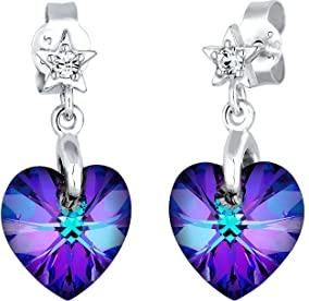 Elli Boucles dOreilles Clous - Argent - 925/1000 - Coeur Etoiles - Cristal - 0312372016