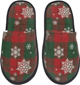 Generic L&eacute;g&egrave;re Pantoufles en Feutre Plaid flocons de neige de No&euml;l Accueil Slippers Antid&eacute;rapant Chaussons dint&eacute;rieur pour Homme Femme Ext&eacute;rieur M