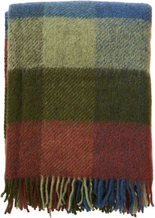 Klippan Gotland Wolldecke 130x200 cm kariert gr&uuml;n, rostrot, blau