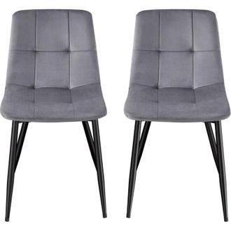 Vasagle Lot de 2 Chaises Rembourr&eacute;es en Velours, Chaises de Salle &agrave; Manger, Pieds R&eacute;glables, pour Cuisine, Salon, Gris