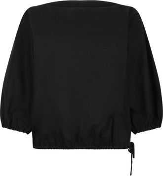 Douuod Femme, Blouses et Chemises, Noir, Taille: 38 FR Blouse Courte &agrave; Cordon de Serrage