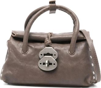 Zanellato Femme, Sacs, Gris, Taille: ONE Size Sac &agrave; poign&eacute;e sup&eacute;rieure en cuir avec fermoir signature