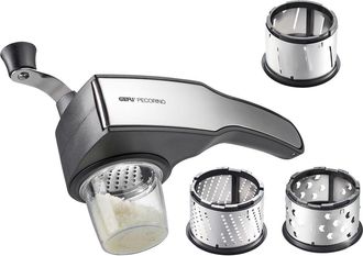 GEFU Trommelreibe PECORINO, 3 DIAMOND LASER CUT Trommeln (fein/grob/hobel), direkt in Beh&auml;lter reiben, zerlegbar, sp&uuml;lmaschinenfest